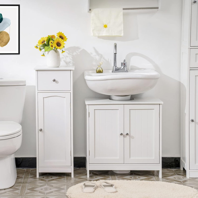 Red Barrel Studio Pedestal Sink Storage Cabinet with 2 Doors and Shelf Under Sink Cabinet Wayfair